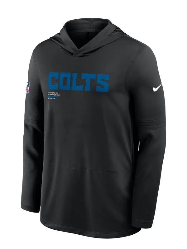 Nike Indianapolis Colts Pure Fury Sideline Dri-fit Nfl Long-sleeve Hooded Top - Black