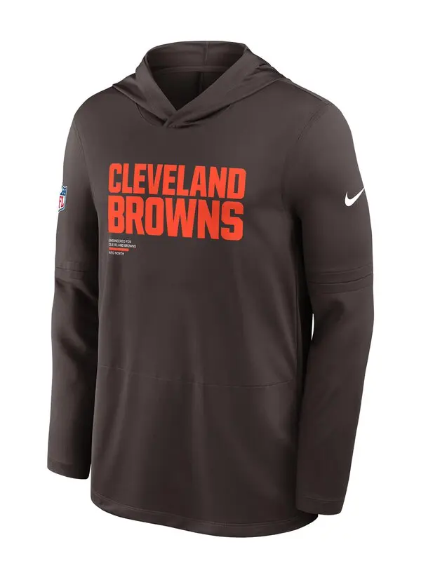 Nike Cleveland Browns Pure Fury Sideline Dri-fit Nfl Long-sleeve Hooded Top - Brown