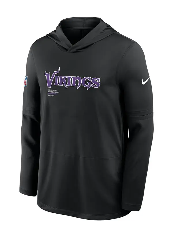 Nike Minnesota Vikings Pure Fury Sideline Dri-fit Nfl Long-sleeve Hooded Top - Black