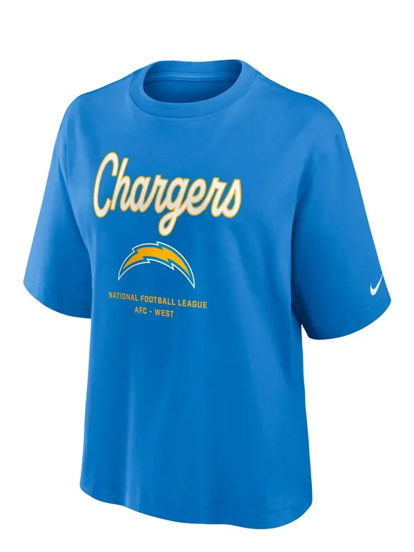 Nike Los Angeles Chargers Essential Script Boxy Nfl T-shirt - Blue
