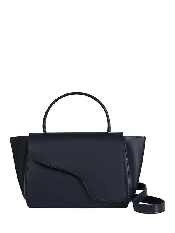 ATP ATELIER Arezzo Leather Handbag - Mirtillo Navy Blue