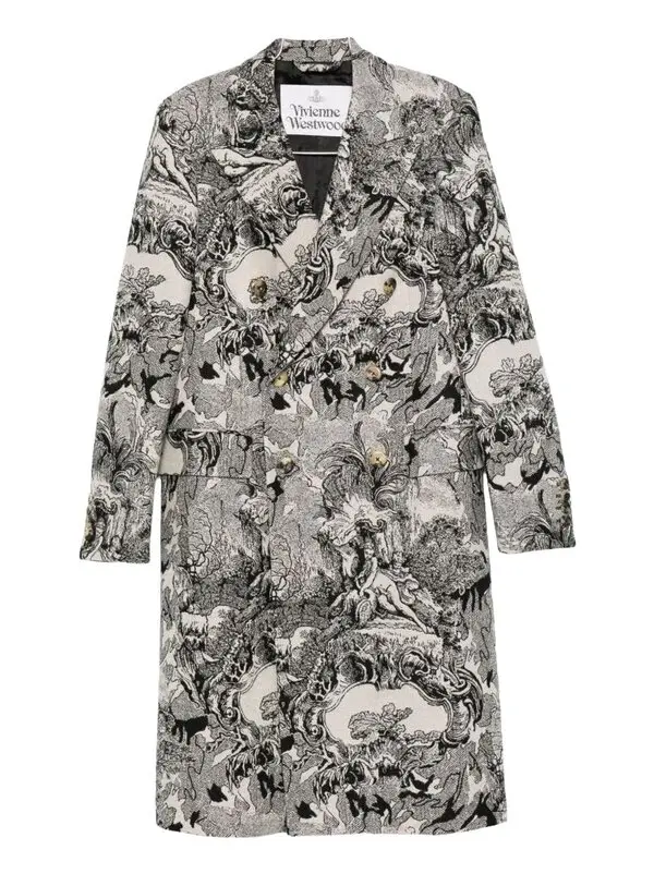 VIVIENNE WESTWOOD Baroque Print Coat - Cream/black