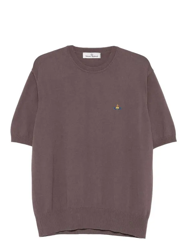 VIVIENNE WESTWOOD Sweater With Logo Embroidery - Truffle