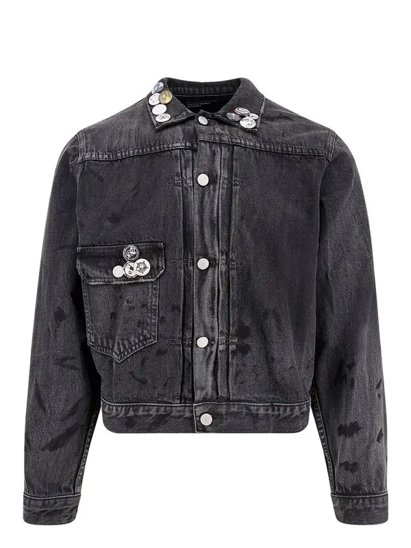 Enfants Riches Déprimés Denim Jacket With Pins - Black