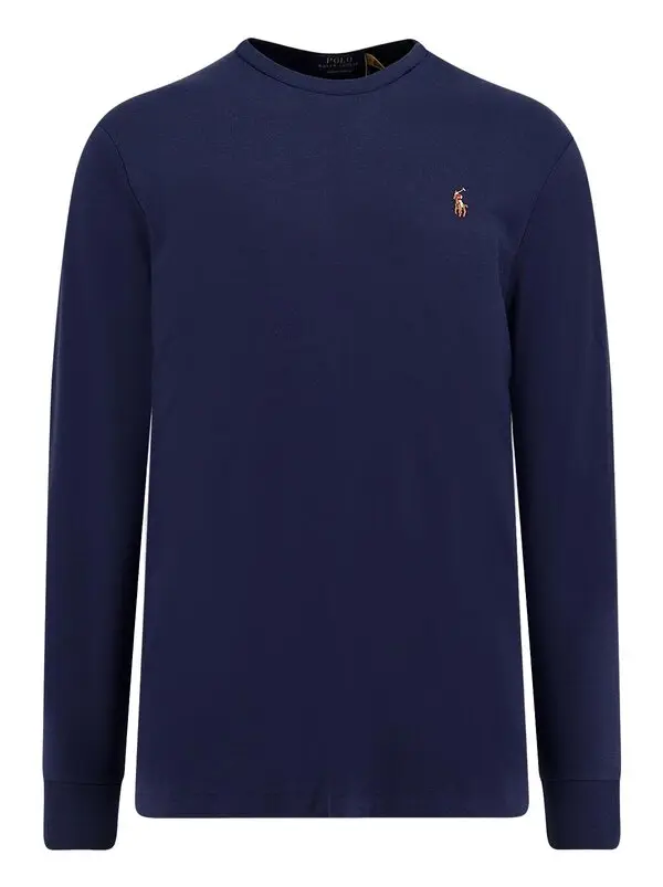 Polo Ralph Lauren Cotton Tshirt With Logo Embroidery - Blue