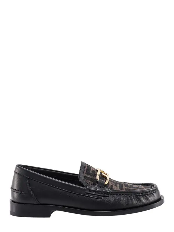 Fendi O'lock Leather Loafer With Ff Insert - Black