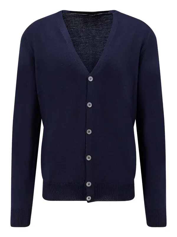 NUGNES 1920 Virgin Wool Cardigan - Blue