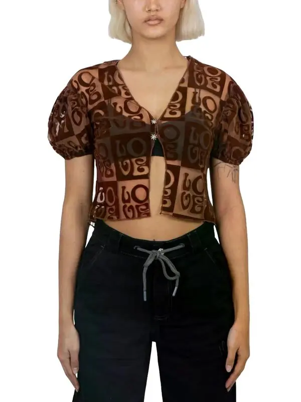HOUSE OF SUNNY Puff-sleeve Blouse - Brown