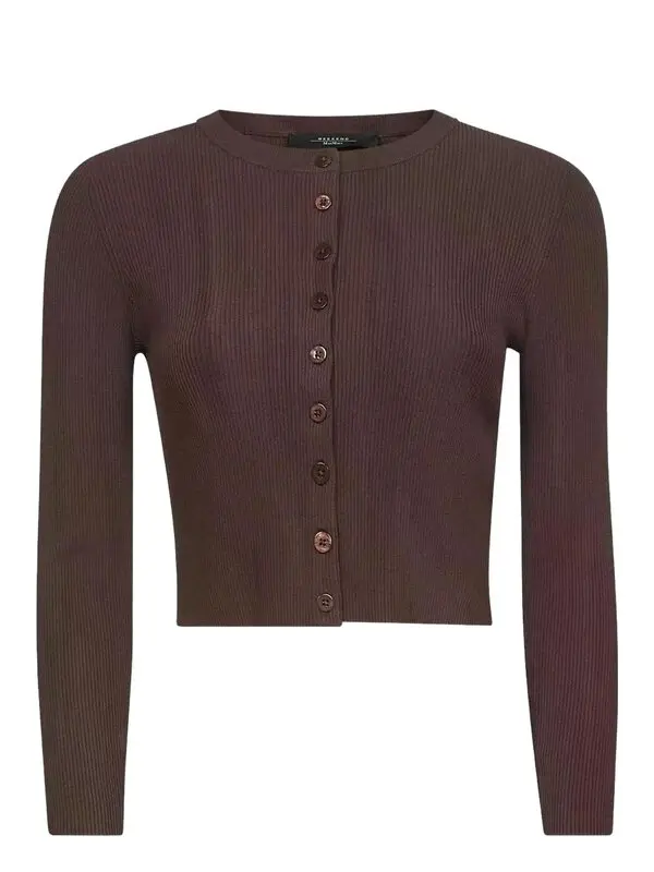 Max Mara Ribbed Button-fastening Cardigan - Brown