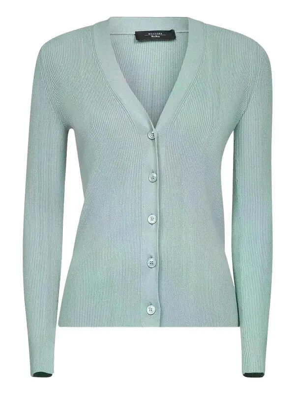 Max Mara Ribbed V-neck Cardigan - Green