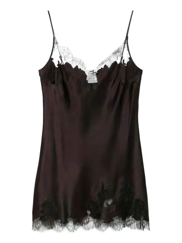 Carine Gilson Silk Slip Dress - Brown