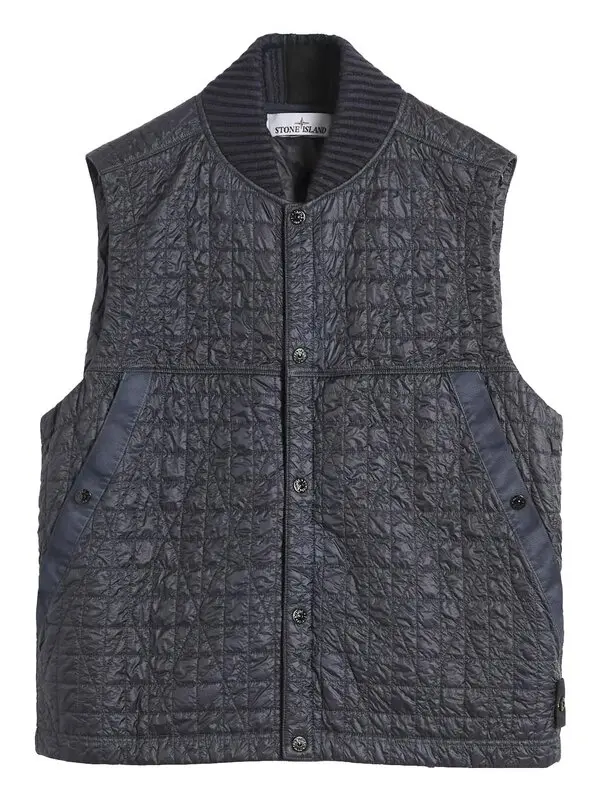 Stone Island Crinkle Reps Quilted-tc Vest - Ink