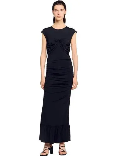 Sandro Draped Maxi Dress - Black