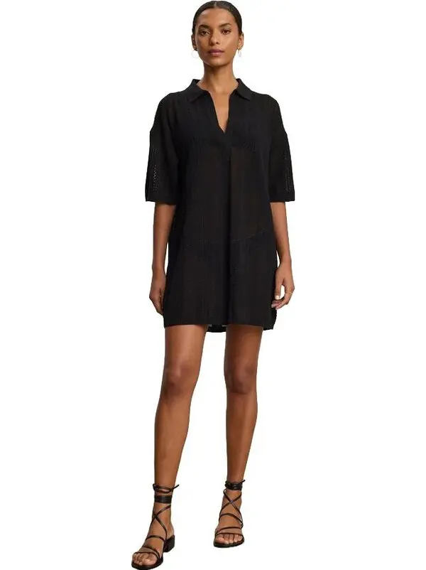 Velvet By Graham & Spencer Mila Pointelle Lace Cotton Dress - Black