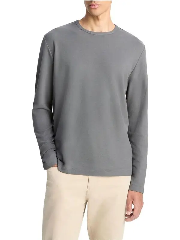 Vince Pima Cotton Piqué Long-sleeve T-shirt - Natural