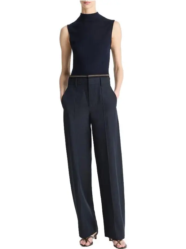 Vince Rib-trim High-waist Trouser - Black