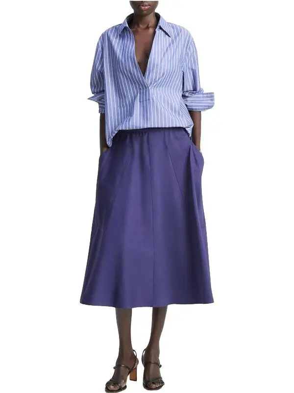 Vince Cotton Twill A-line Skirt - Natural