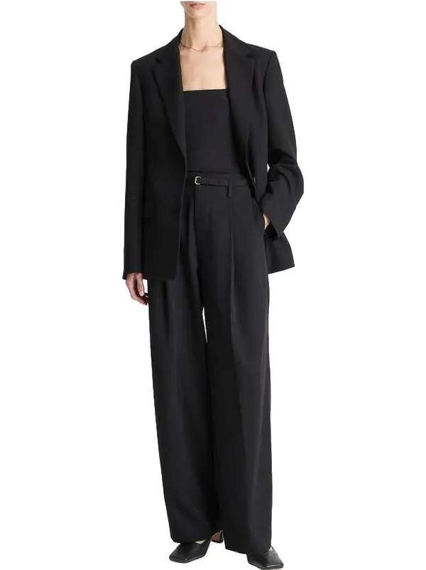 Vince High-waisted Pleated Wide Leg Trousers - Black