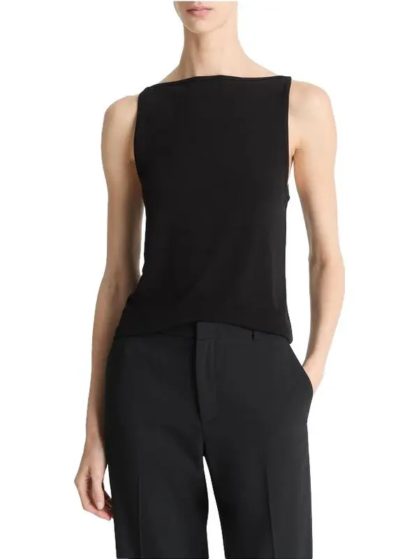 Vince Matte Jersey Boat-neck Tank - Black