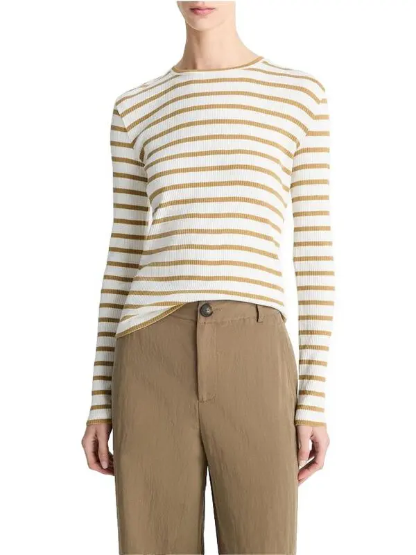 Vince Striped Ribbed Pima Cotton Long-sleeve T-shirt - Stripe