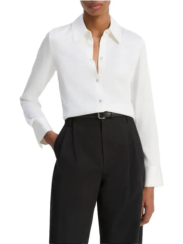 Vince Silk-blend Slim Button-front Blouse - White
