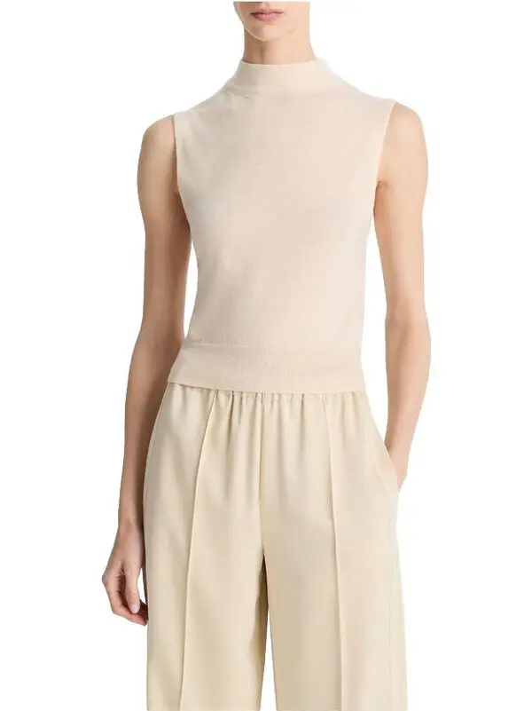 Vince Wool-blend Sleeveless Mock-neck Sweater - White