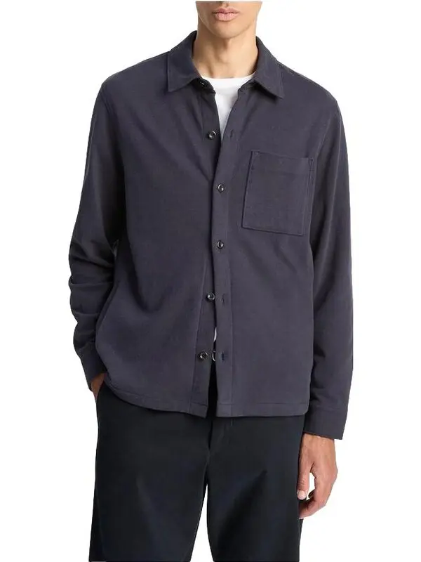 Vince Heavy Sueded Cotton Shirt Jacket - Black