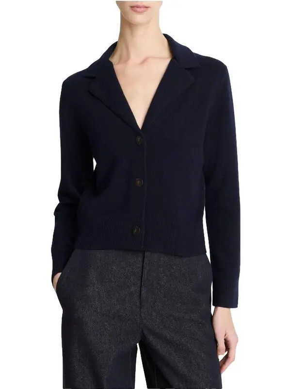 Vince Wool And Cashmere-blend Lapel Cardigan - Black