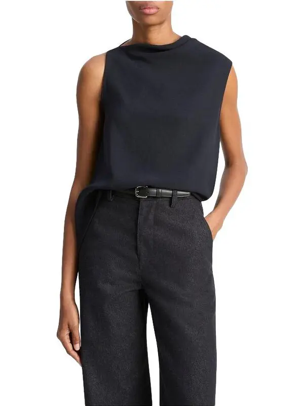 Vince Asymmetrical Draped A-line Top - Black