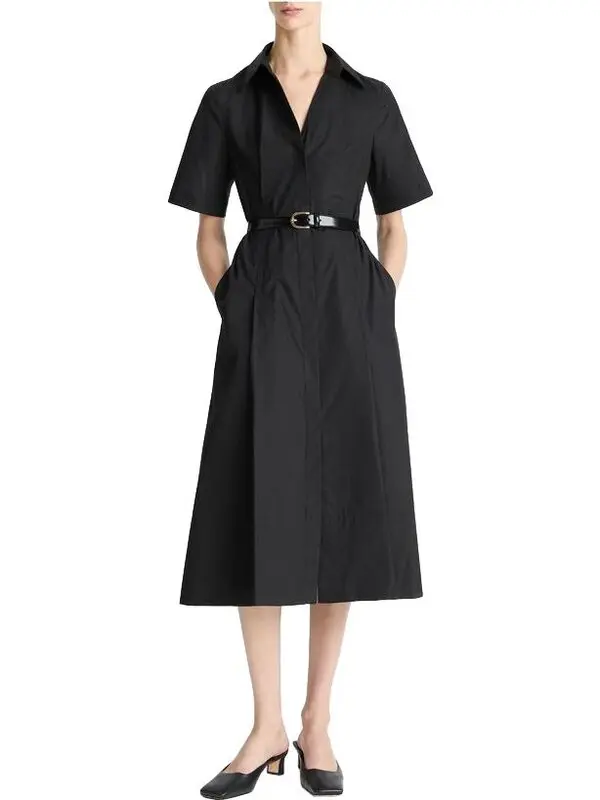 Vince Cotton Shirt Dress - Black