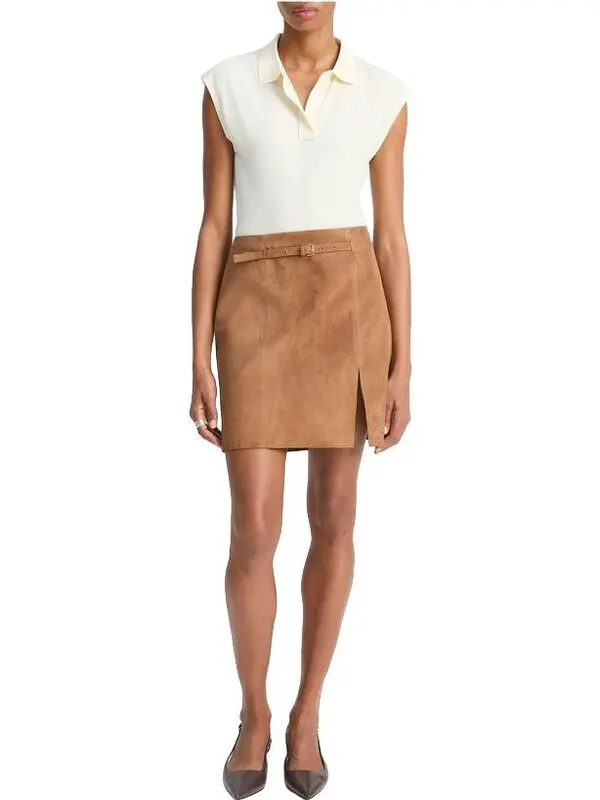 Vince Belted Suede Mini Skirt - Black