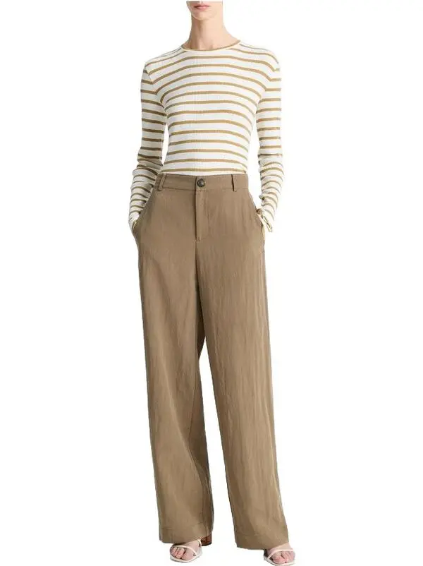 Vince Textured Relaxed Wide-leg Pant - Neutral