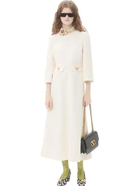 Valentino Garavani Crepe Couture Midi Dress - Neutral