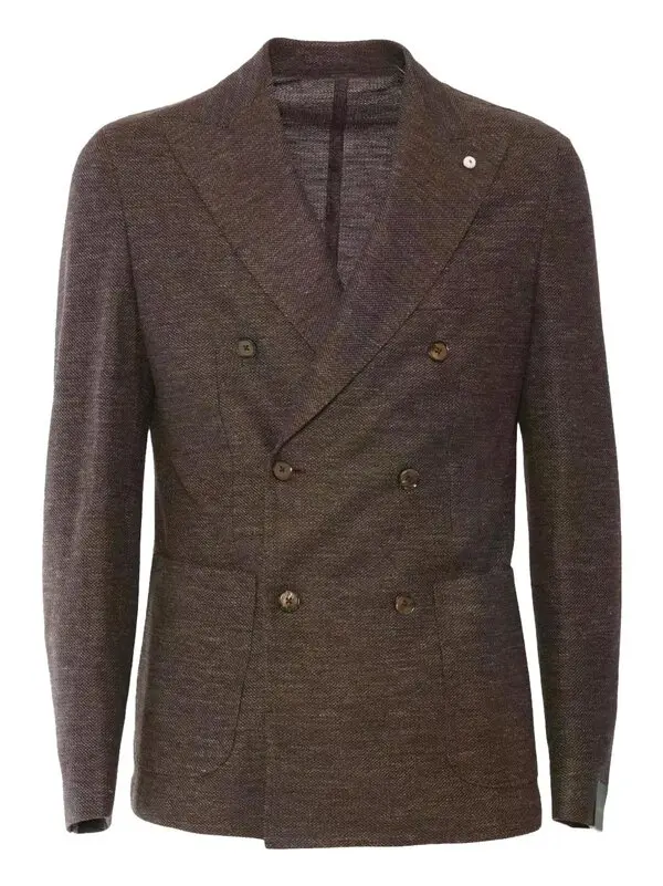 BRANDO Double-breasted Linen-blend Jacket - Brown
