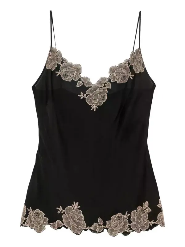 Carine Gilson Calais Caudry Lace Silk Camisole - Black