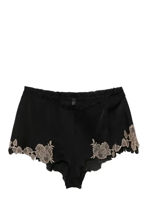 Carine Gilson Calais Caudry-lace Silk Shorts - Black