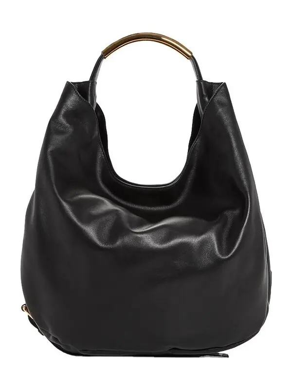 Moschino Handle Me Leather Shoulder Bag - Black