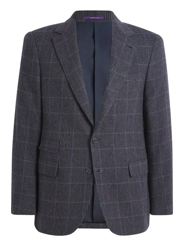Ralph Lauren Purple Label Cashmere Check Gregory Blazer - Navy