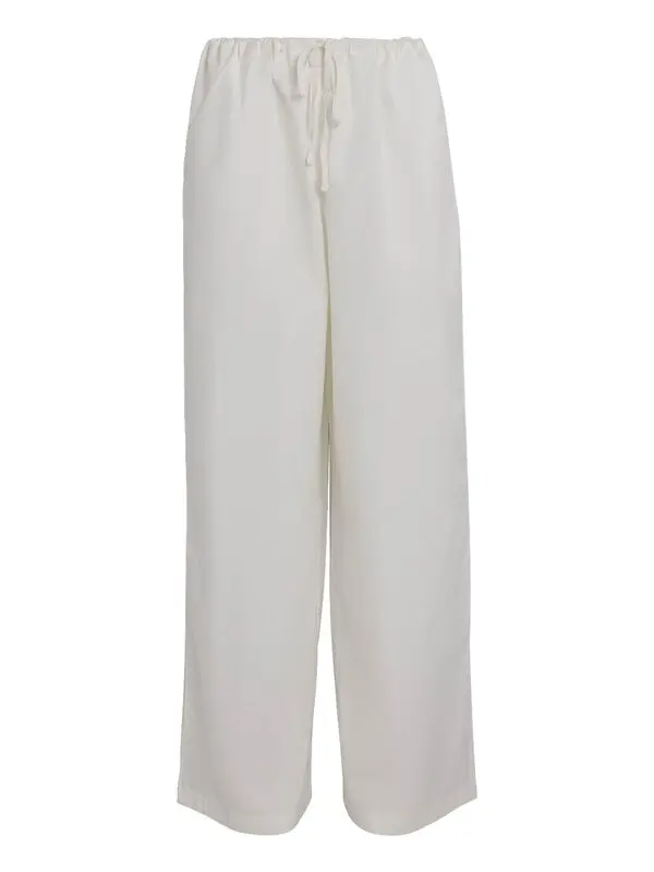 SKIMS Cotton Poplin Wide-leg Trousers - White