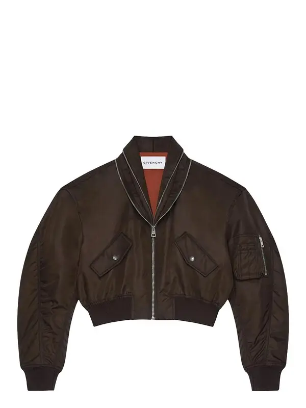 Givenchy Zipped Shawl Collar Bomber - Brown