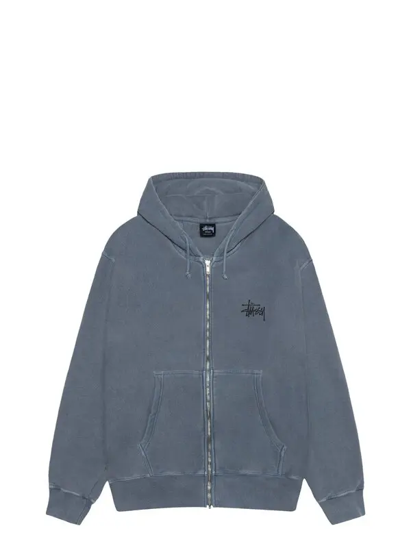 StÜssy Basic Pigment Dyed Zip Hoodie - Blue