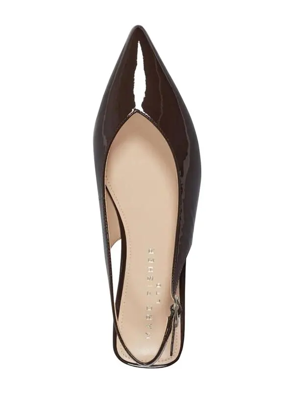 Marc Fisher Gabra Patent Leather Slingback Flats - Brown