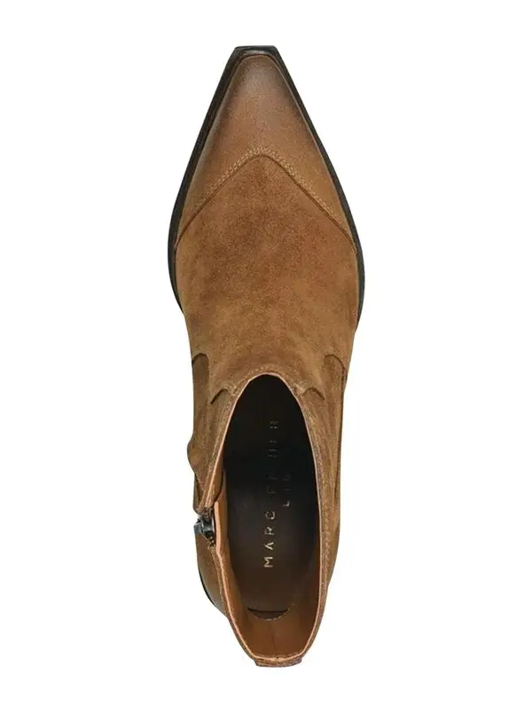 Marc Fisher Giulie Leather Western Booties - Beige
