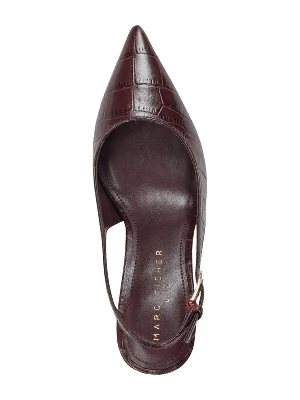 Marc Fisher Dorie Croc-embossed Slingback Pumps - Red