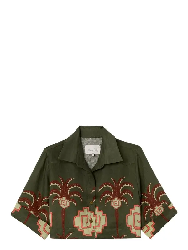 Johanna Ortiz Cumbi Printed Linen Shirt - Green,chocolate,pink