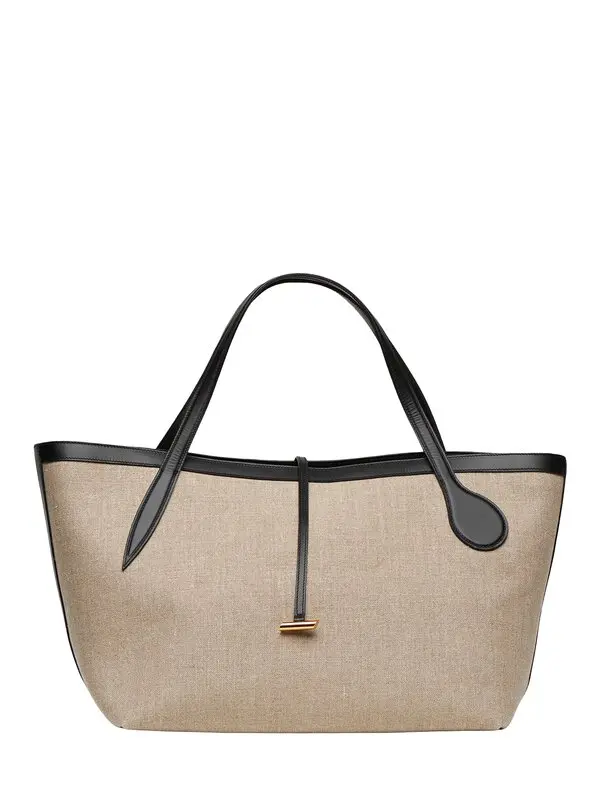 LIFFNER Zip Penne Tote With Gold Hardware - Natural,black Gold Hardware