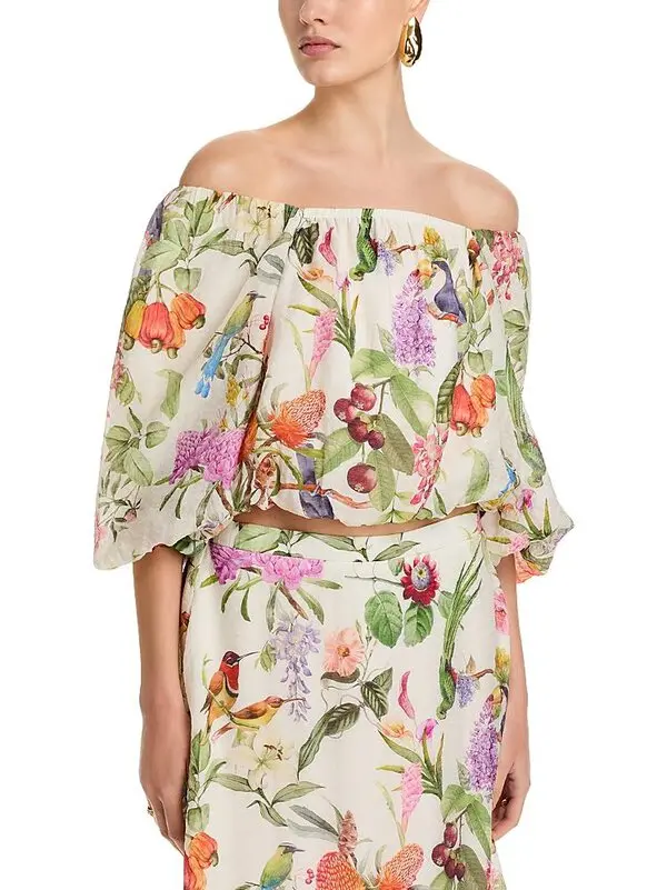 LUCKY & COCO Off-the-shoulder Top - Parrot Paradise