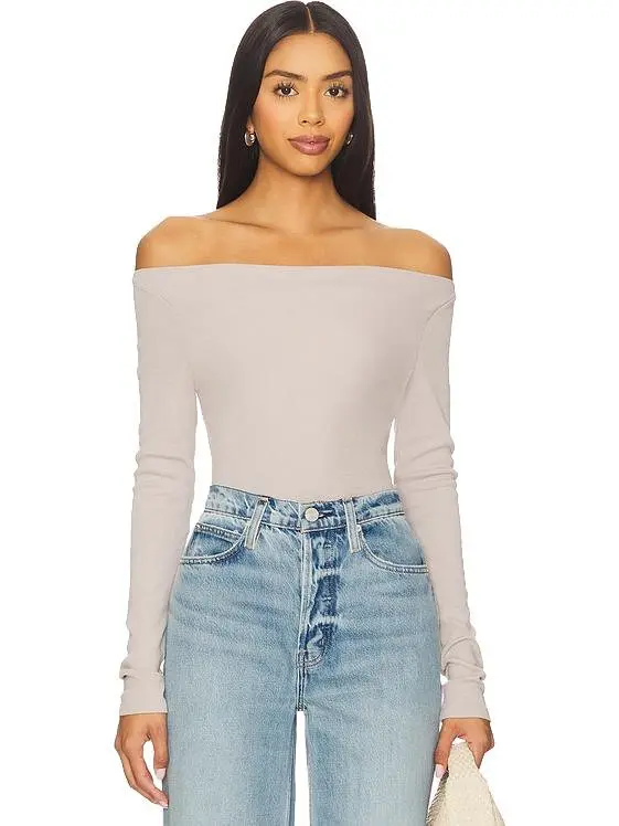 GEEL Walter Off Shoulder Top - Dove Grey