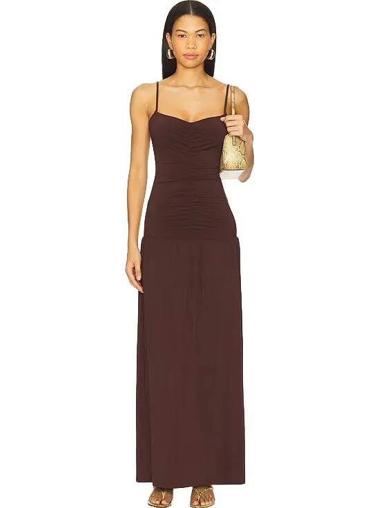 WeWoreWhat Ruched Front Scoop Maxi Dress - Chestnut