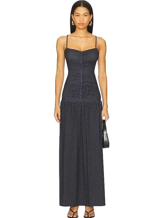 WeWoreWhat Ruched Front Scoop Maxi Dress - Navy & White Mult